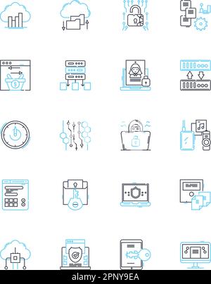 Secure knowledge linear icons set. Encryption, Firewall, Authentication, Privacy, Trust ...