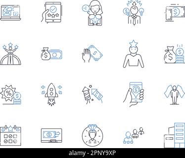 Payment processing line icons collection. Transactions, Processing ...