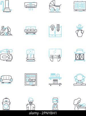 Household residents linear icons set. Inhabitants, Occupants, Dwellers ...