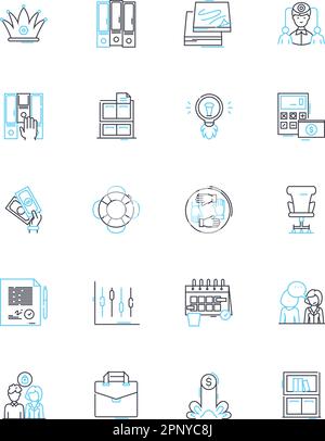 Organizational chart linear icons set. Hierarchy, Departments, Roles ...
