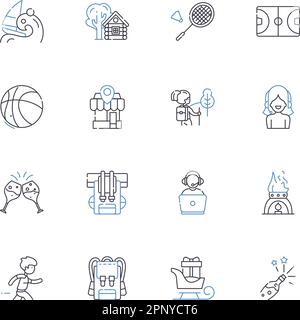 Distraction line icons collection. Interruption, Diversion, Temptation ...