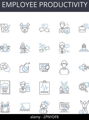 Employee productivity line icons collection. Job satisfaction, Work efficiency, Labor output ...