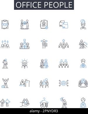 White collar workers line icons collection. Professional, Office ...