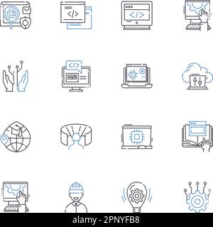 Wayfinding line icons collection. Navigation, Direction, Signage, Orientation, Mapping ...