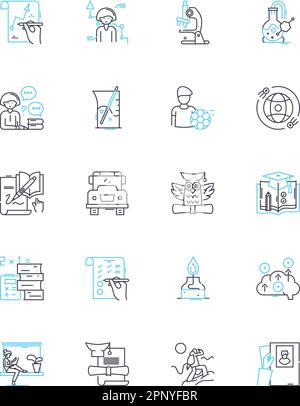 Innovative school linear icons set. Creativity, Futuristic ...