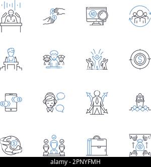 Career ascension line icons collection. Promotion, Growth, Development, Advancement, Progression ...