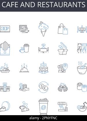 Cafe and restaurants line icons collection. Bistro, Diner, Eatery ...