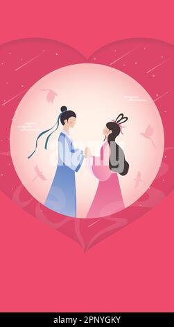 Chinese traditional Valentine's day Qixi festival illustration Stock ...