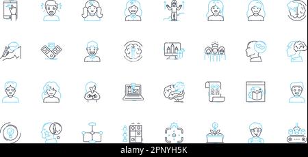 Self-actualization linear icons set. Potential, Fulfillment, Growth ...