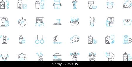 Swim laps linear icons set. Endurance, Stroke, Pool, Fitness, Exercise ...