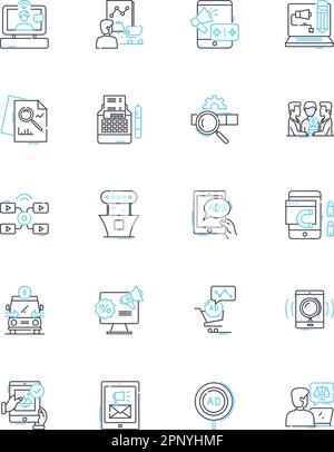 Pitch linear icons set. Sell, Elevator, Persuasion, Convincing ...