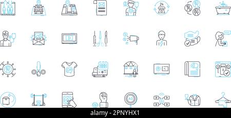 Patron service linear icons set. Assistance, Support, Helpdesk ...