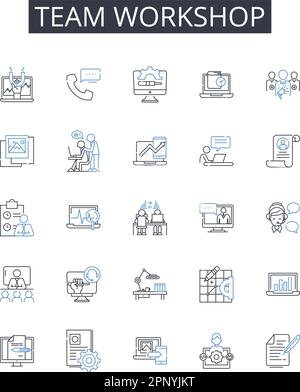 Joint conference line icons collection. Collaboration, Nerking, Synergy ...