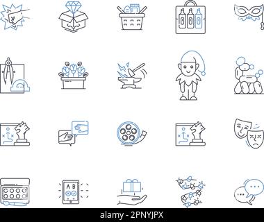 Enjoyment line icons collection. Bliss, Happiness, Pleasure, Thrill ...