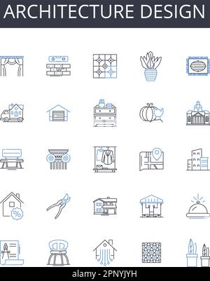 Architecture line icons collection. Mapping, Topography, Geospatial, Remote sensing, Geocoding ...