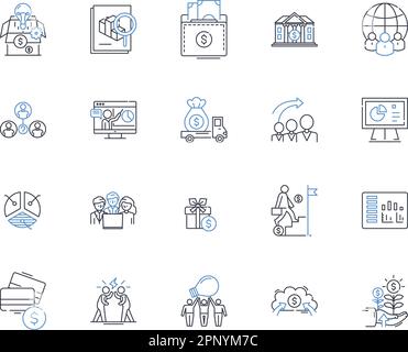 Personal finance plan linear icons set. Budgeting, Savings, Investment ...