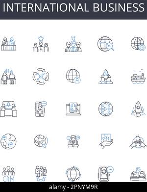Cross-border operations line icons collection. International, Customs ...