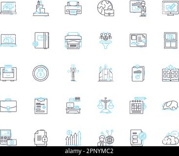 Retail platforms linear icons set. E-commerce, Bricks-and-clicks ...