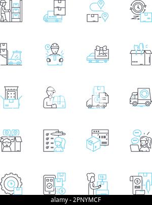 Stockpile depot linear icons set. Stockpile, Depot, Inventory ...