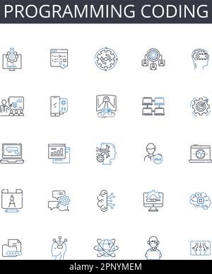 Programming coding line icons collection. Writing composition, Speaking ...