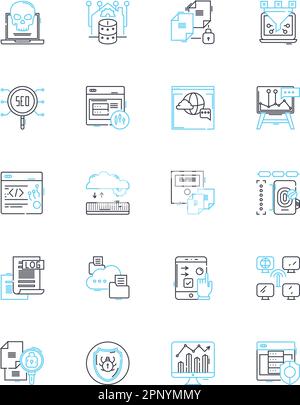 Cash flow management linear icons set. Budgeting, Forecasting, Analysis ...