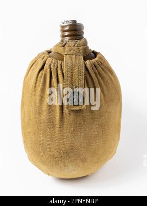 Aluminum water flask. An old flask for soldiers of the First World War ...