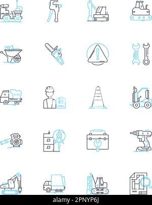 Strong architecture linear icons set. Bold, Robust, Durable, Sturdy ...