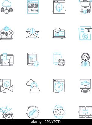 Spread linear icons set. Dissemination, Diffusion, Propagation ...