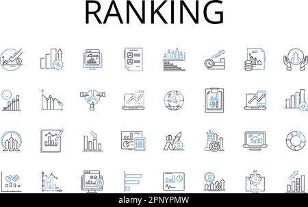 Ranking line icons collection. Evaluation, Grading, Scoring, Rating, Classifying, Ordering ...