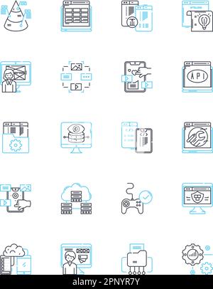 Artificial analytics linear icons set. Machine, Data, Predictive ...