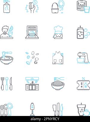 Gastronomy goods linear icons set. Truffles, Olive oil, Caviar, Foie ...