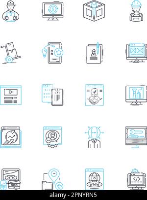 Portable computer linear icons set. Laptop, Notebook, Ultrabook ...