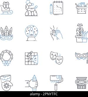Piering line icons collection. Foundation, Reinforcement, Construction ...