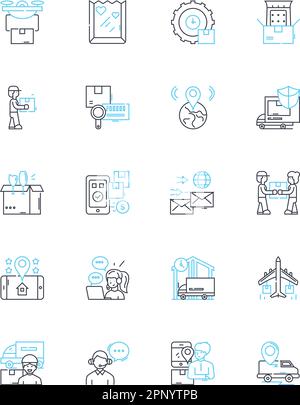 Prompt Delivery linear icons set. Expedited, Express, Swift, Rapid ...