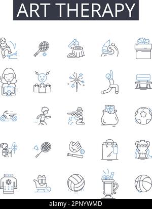 Sandplay therapy line icons collection. Sand, Tray, Symbol, Expression ...