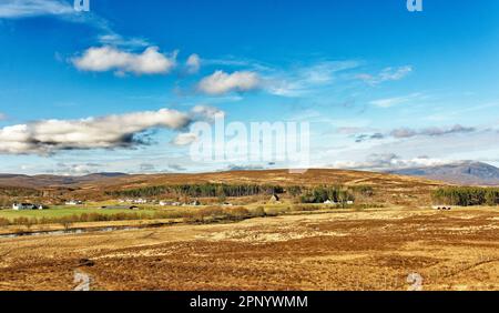 Altnaharra Sutherland Scotland looking over the River Mudale to the ...