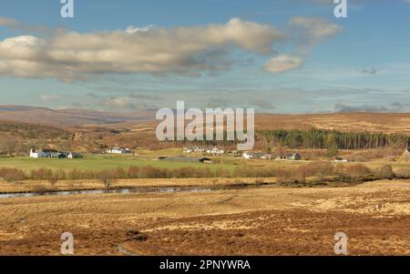 Altnaharra Sutherland Scotland looking over the River Mudale to the ...