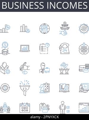 Commercial returns line icons collection. Profitability, Revenue ...