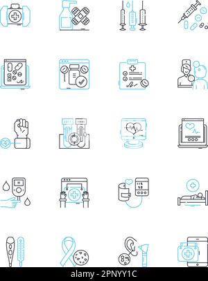 Environmental degradation linear icons set. Pollution, Deforestation ...