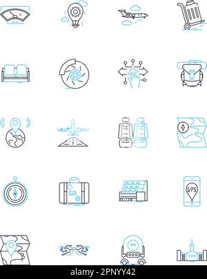 Goods movement linear icons set. Transport, Logistics, Shipping ...