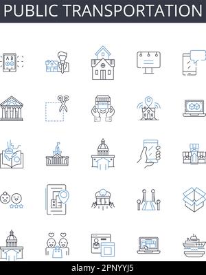Transit hub line icons collection. Transportation, Interchange, Commute ...