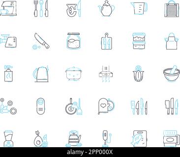 Galley linear icons set. Kitchen, Cooking, Food, Boats, Ship, Nautical ...