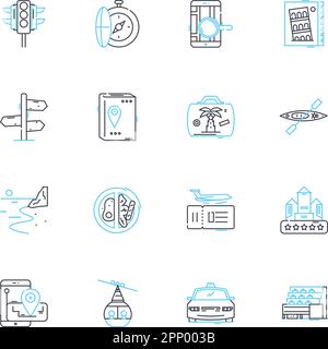 Swift flight linear icons set. Velocity, Swiftness, Glide, Skim, Soar ...