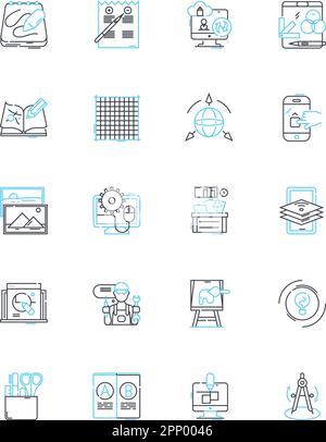 Strategic planning linear icons set. Forecasting, Analysis, Goal ...