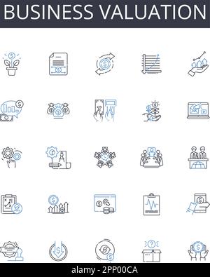 Business valuation line icons collection. Asset appraisal, Property assessment, Company worth ...