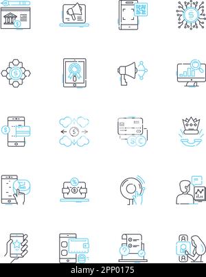 Niche marketing linear icons set. Segmentation, Positioning, Targeting ...