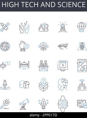Cutting-edge science line icons collection. Nanotechnology, Robotics ...
