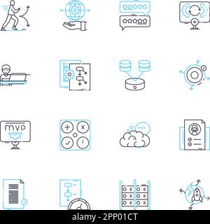 Cooperation linear icons set. Alliance, Collaboration, Harmony, Unity, Partnership, Accord ...