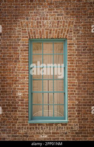 Close up of the color windows of a colonial era home in Charleston ...