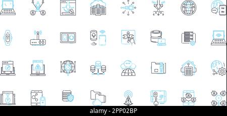 Environmental degradation linear icons set. Pollution, Deforestation ...